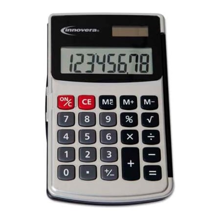 Innovera Innovera Handheld Calculator, Hard Flip Case, 8-Digit LCD, Dual Power, Silver 15922 | Zoro